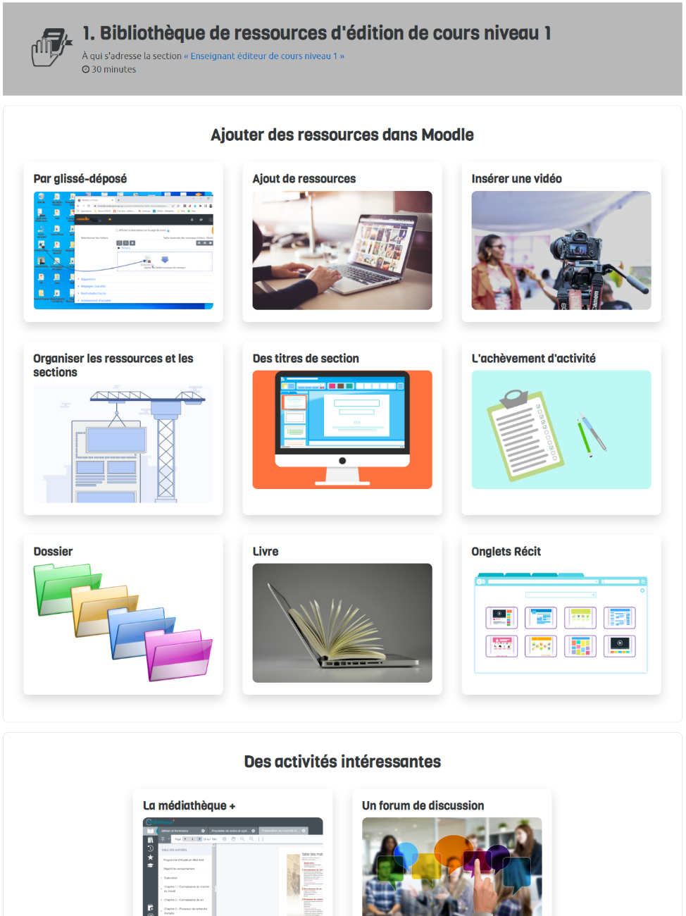 Guide d'utilisation de Moodle: Bibliothèques de ressources | RECITSED